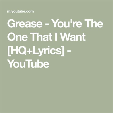 Grease You Re The One That I Want HQ Lyrics YouTube Youre The One Lyrics Grease