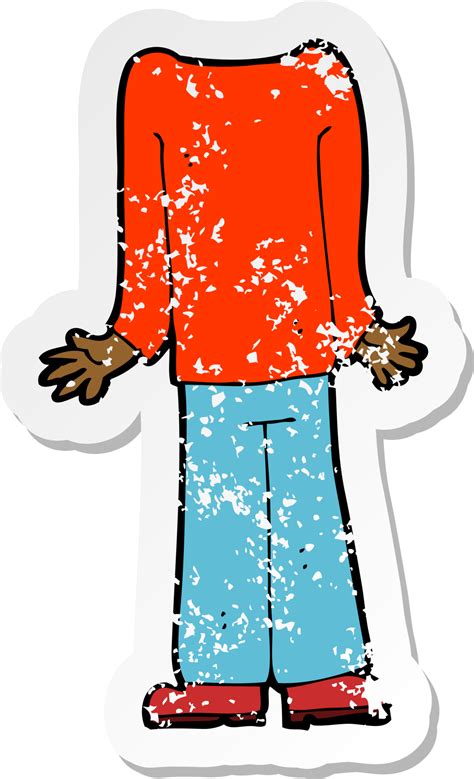 Pegatina Retro Angustiada De Un Cuerpo Masculino De Dibujos Animados