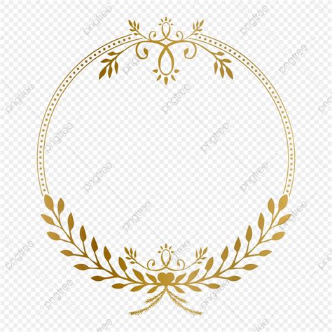 Golden Circle Frame With Beauty Floral Vintage Ornament