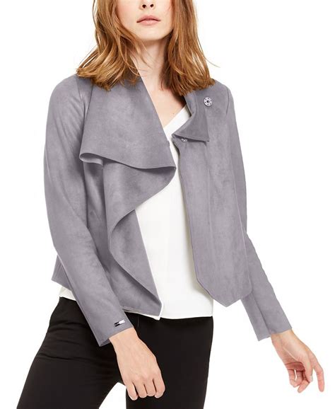 Anne Klein Faux Suede Asymmetrical Jacket Macys