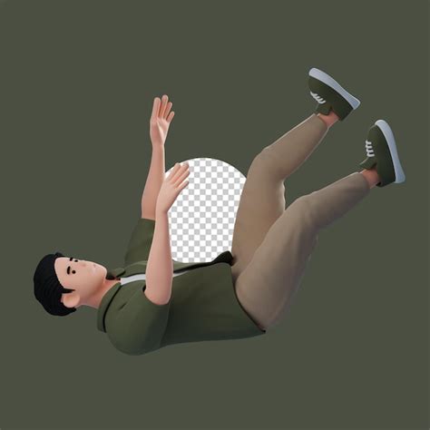 Premium Psd Cute 3d Character Man Falling Gesture