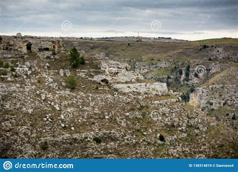 Horizontal View Of The Sassi Of Matera Stock Image Image Of Blue