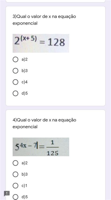 Qual O Valor De X Na Equação Exponencial Me Ajudem Por Favor Precisa De
