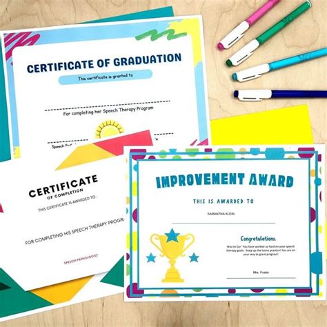 Speech Therapy Completion Certificate