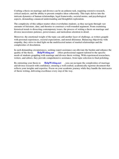 Marriage And Divorce Thesis Download Free Pdf Divorce Marriage