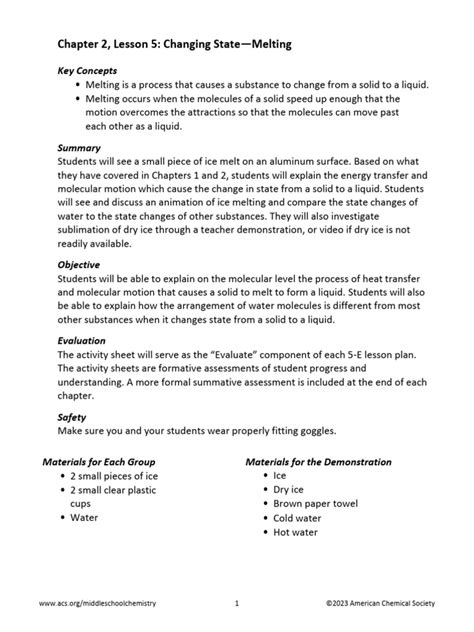 Ch2 L5 Lesson Plan Pdf Ice Water