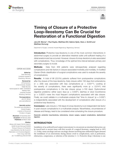 Pdf Timing Of Closure Of A Protective Loop Ileostomy Can Be Crucial
