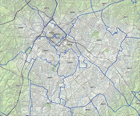 Charlotte Zip Codes Mecklenburg County Nc Zip Code Map