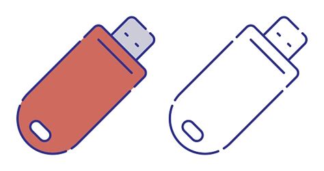 가는 선 획 색상 아이콘입니다 Usb 플래시 드라이브 Usb 메모리 카드 이동식 미디어에 정보 저장 흰색 배경에 고립된 단순