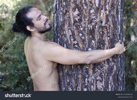 Shirtless Man Hugging Tree Stock Photo 2150086105 Shutterstock