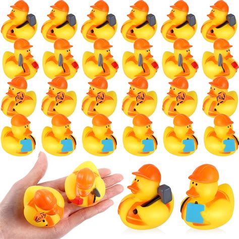 Deekin 50 Pcs Construction Worker Rubber Ducks Bulk 2 Inch