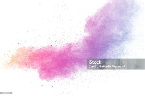 マルチ色の粉の爆発白い背景で隔離白い背景の色塵スプラッシュ雲背景にカラフルな粒子を開始しました塗装のホーリー祭中 お祝いのストックフォトや