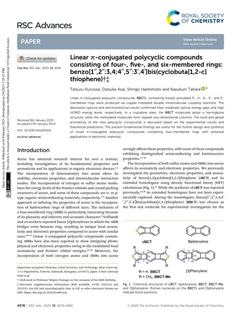 Pdf Linear π Conjugated Polycyclic Compounds Consisting Of Four