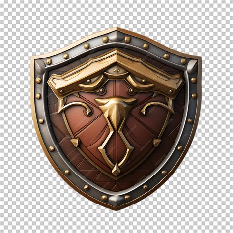 투명 배경에 고립 된 중세 방패 프리미엄 Psd 파일