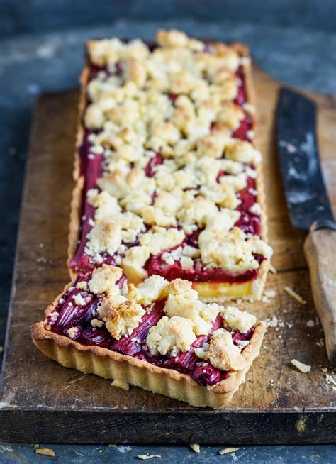 Rhubarb Custard Cheesecake And Crumble Tart Dish Dish Magazine