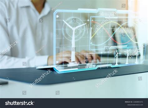 Engineer Using Ai Hologram Monitor Power Stock Photo