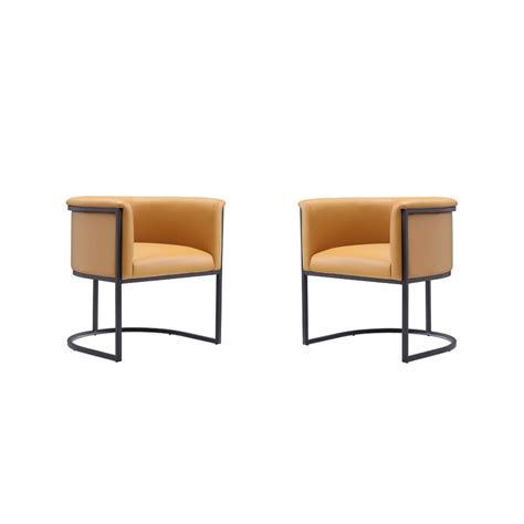 Manhattan Comfort Cosmopolitan Faux Leather Dining Chair In Saddle And