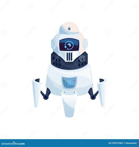 Robot Androïde Avec Les Mains Et Linterface Sur La Tête Illustration
