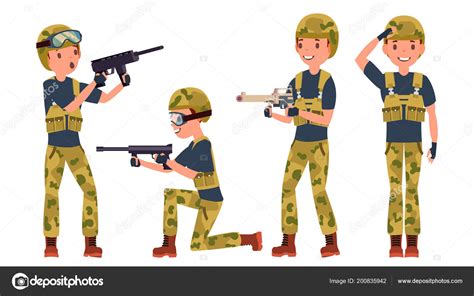 군인 남성 벡터입니다 포즈 실루엣입니다 서로 다른 포즈에서 재생 군사 남자 전투에 대 한 Warready입니다