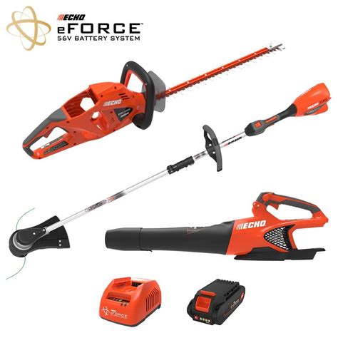 ECHO EFORCE 56V Cordless Battery String Trimmer Blower And Hedge Trimmer Combo Kit With 2 5Ah
