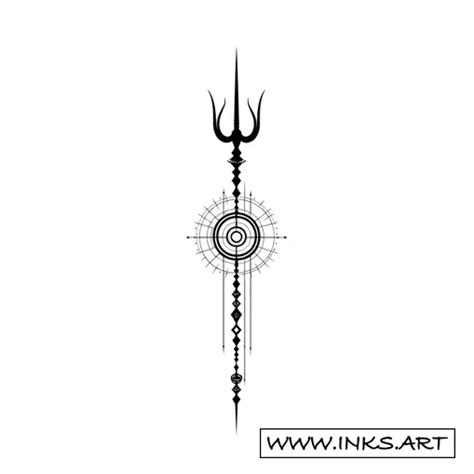 Tattoo Design Trishul And Vishnu Chakra Symbol Art Style Minimalist