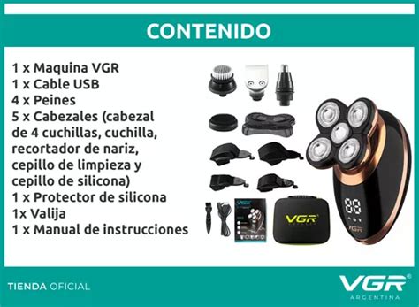 Maquina Afeitadora Vgr V-316 Calvo Barba Recargable Valija Negro/Dorado ...