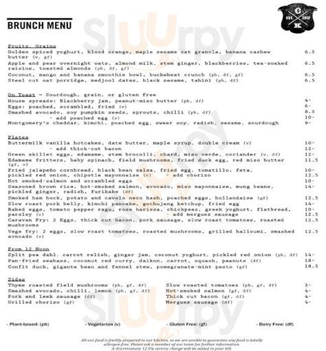 Caravan menù London Main Menu Sluurpy