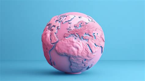 充滿活力的粉紅色地球儀 具有雙色調效果 以時尚的藍色背景為背景 令人驚嘆的 3d 渲染 平地 3d 地球 3d世界背景圖片和桌布免費下載