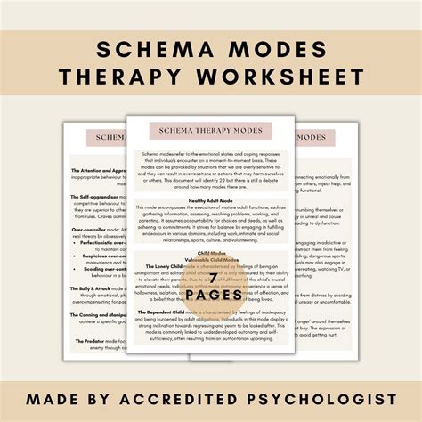 Schema Modes Therapy Worksheet Mental Health Resource Pdf Digital Download Etsy