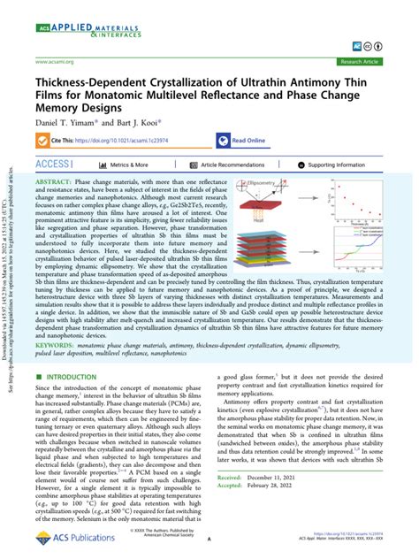 Thickness Dependent Crystallization Of Ultrathin Antimony Thin Films