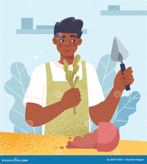 Man With Plants Stock Illustration Illustration Of Vector 260912859