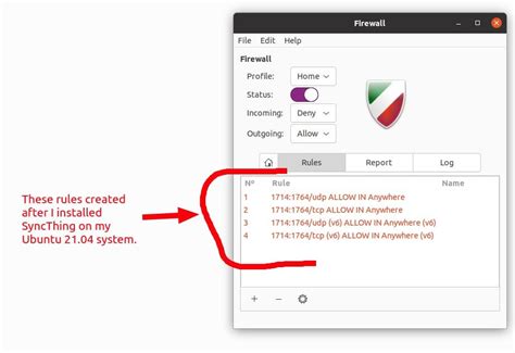 fw rules created after installing syncthing cybersecurity help