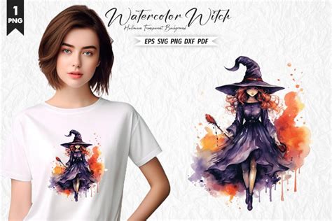 Halloween Watercolor Witch Clipart Png Design
