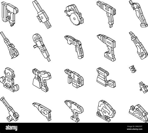 Tools For Building And Repair Isometric Icons Set Vector Stock Vector