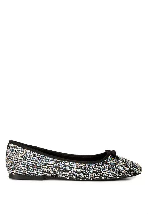 Buy London Rag Black Sequin Embellished Ballet Flats 2024 Online