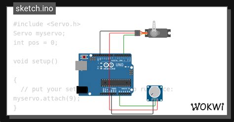 MENGENDALIKAN SERVO MENGGUNAKAN POTENSIO Wokwi ESP32 STM32 Arduino Simulator