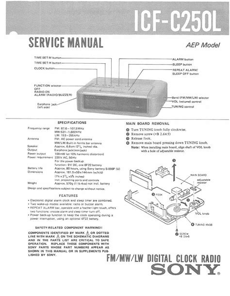 Download Sony Icf C 250 L Service Manual Free