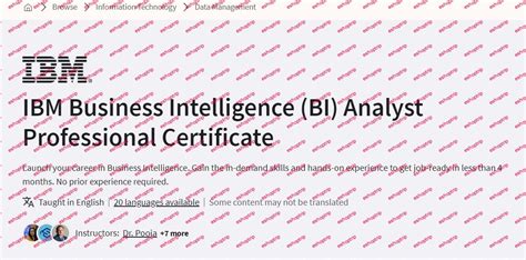 Coursera Ibm Business Intelligence Bi Analyst Professional