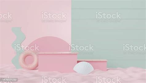 3d 연단은 여름 개념으로 제품 프레젠테이션을 의미합니다 화장품 광고를위한 받침대 플랫폼 0명에 대한 스톡 사진 및 기타 이미지 Istock