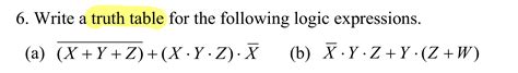 Solved Write A Truth Table For The Following Logic