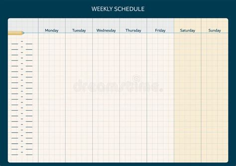 Weekly Classes Schedule Or Planner Template In A Minimalistic Flat