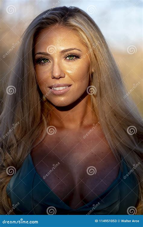 Gorgeous Blonde Model Posing Outdoors In The Desert Stock Image Image
