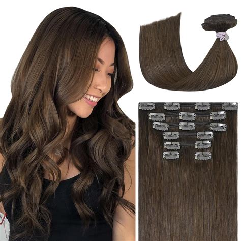 Ukira Brown Clip In Hair Extensions Real Human Hair