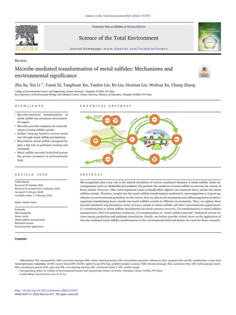 Microbe Mediated Transformation Of Metal Sulfides Pdf Sulfide Adsorption