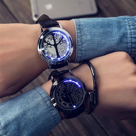 Elegant Blue Hybrid Touch Screen LED Watch with 60 Blue LED Lights High ...