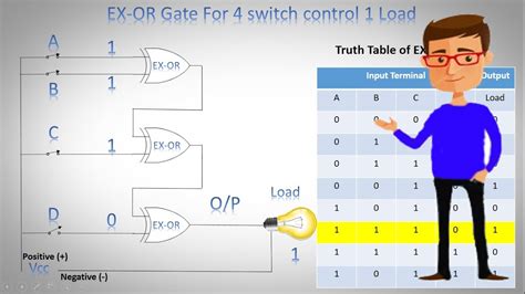 Four Switch To 1 Light Logic Gate Control Circuit 4 Way Traffic