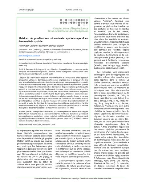 Econometrie Spatiale ResearchGate