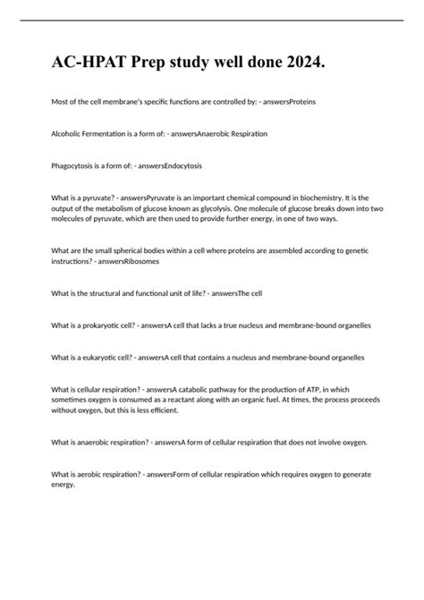 Ac Hpat Prep Study Well Done 2024 Ac Hpat Stuvia Us