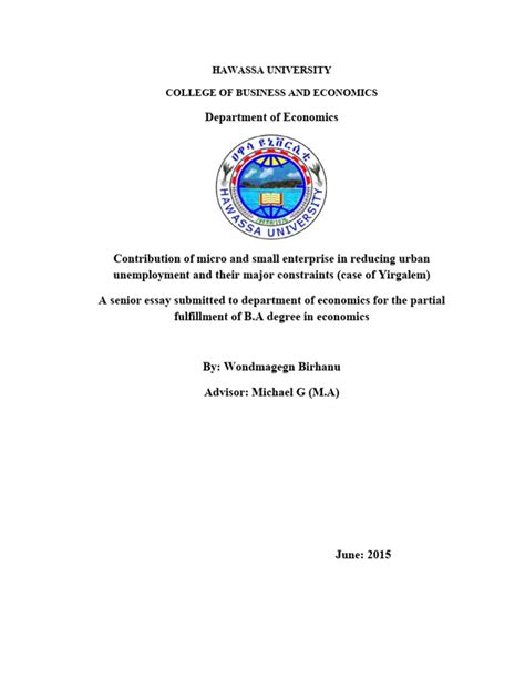 Contribution Of Micro And Small Enterprise In Reducing Urban