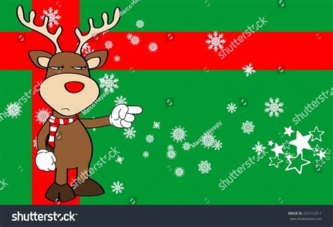 Xmas Reindeer Cartoon Expression Background Vector Stock Vector